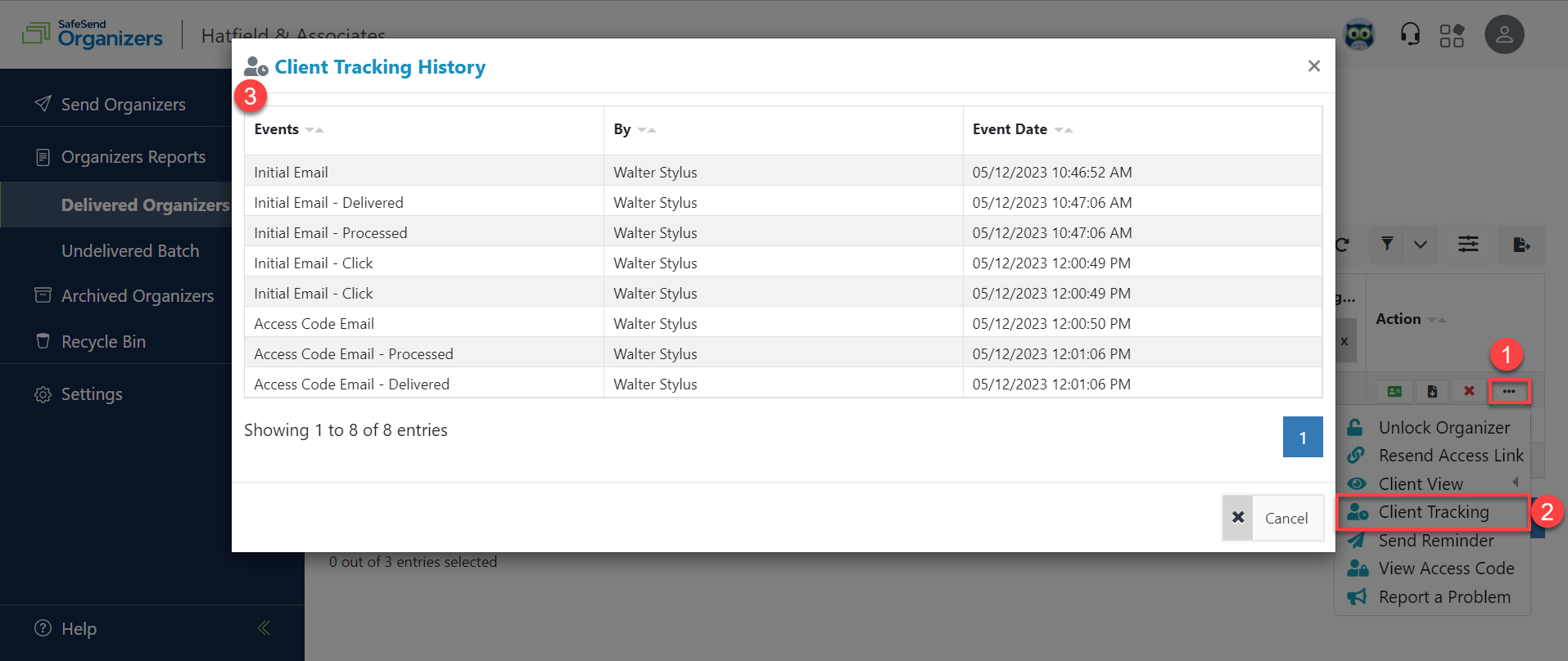 Organizers Reports Overview – SafeSend Organizers