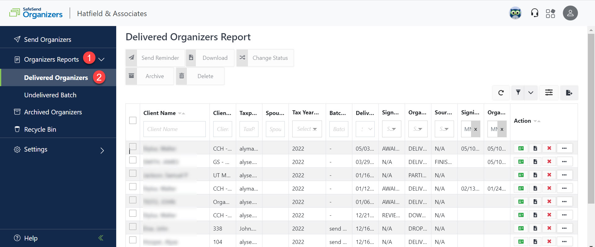 Organizers Reports Overview – SafeSend Organizers