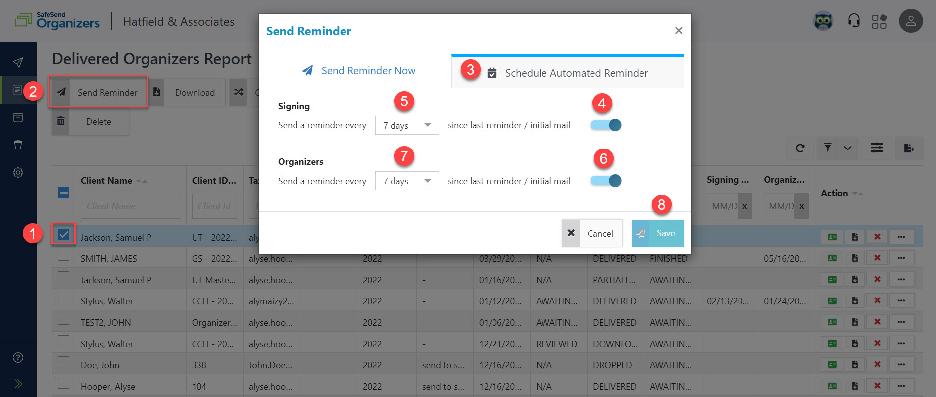 Organizers Reports Overview – SafeSend Organizers